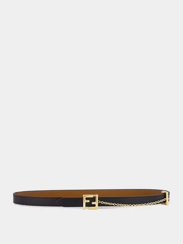 Fendi Reversible Ff Leather Belt - Black