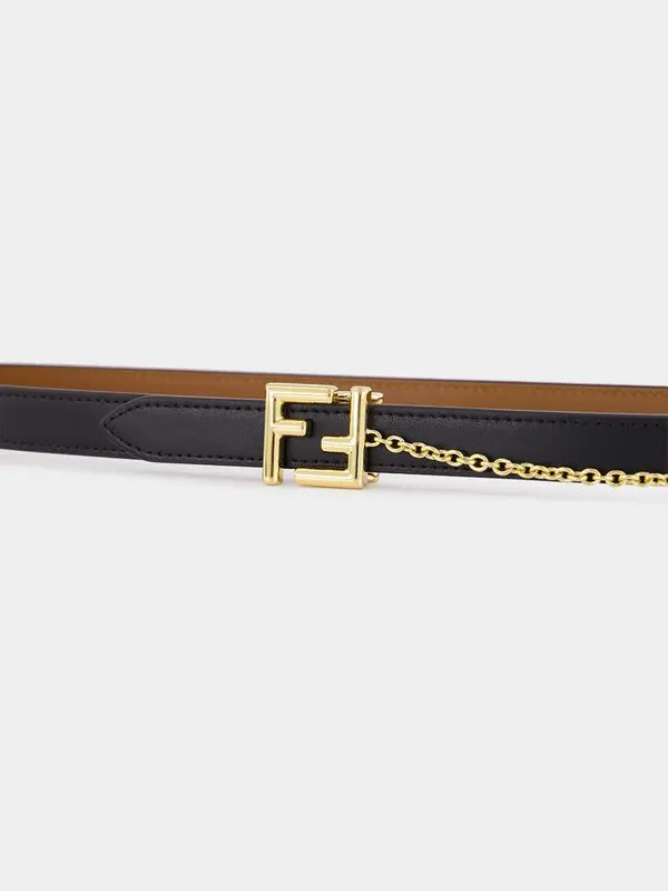 Fendi Reversible Ff Leather Belt - Black