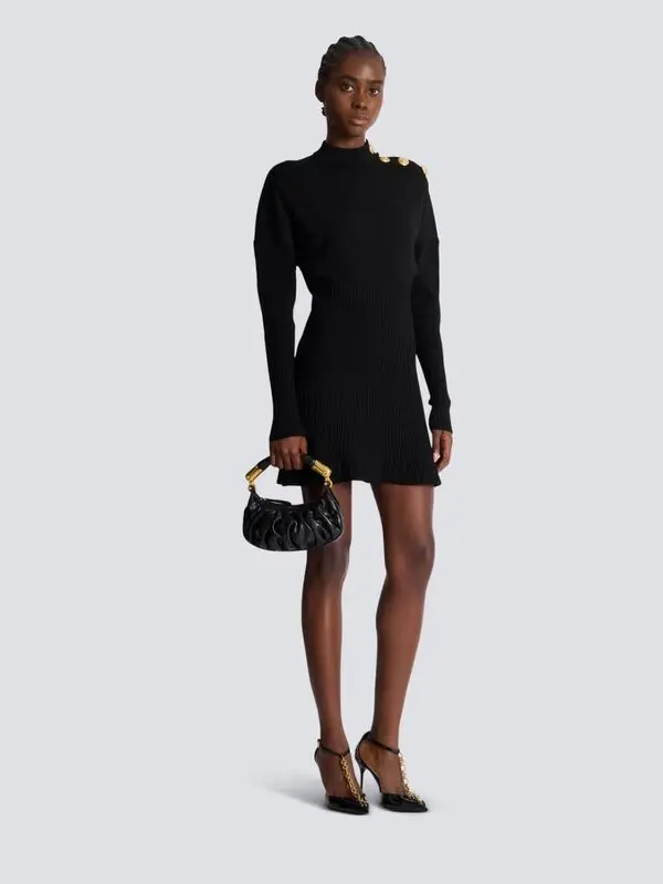 Balmain Short Flared Knit Dress - Black