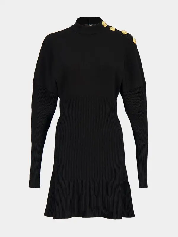Balmain Short Flared Knit Dress - Black