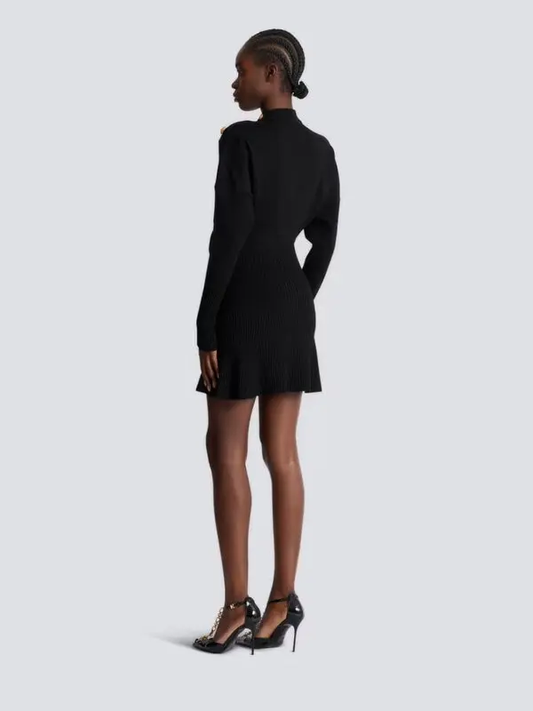 Balmain Short Flared Knit Dress - Black
