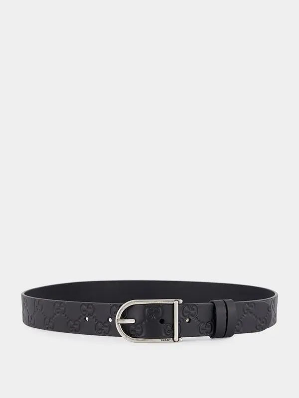Gucci Gg Embossed Calfskin Belt