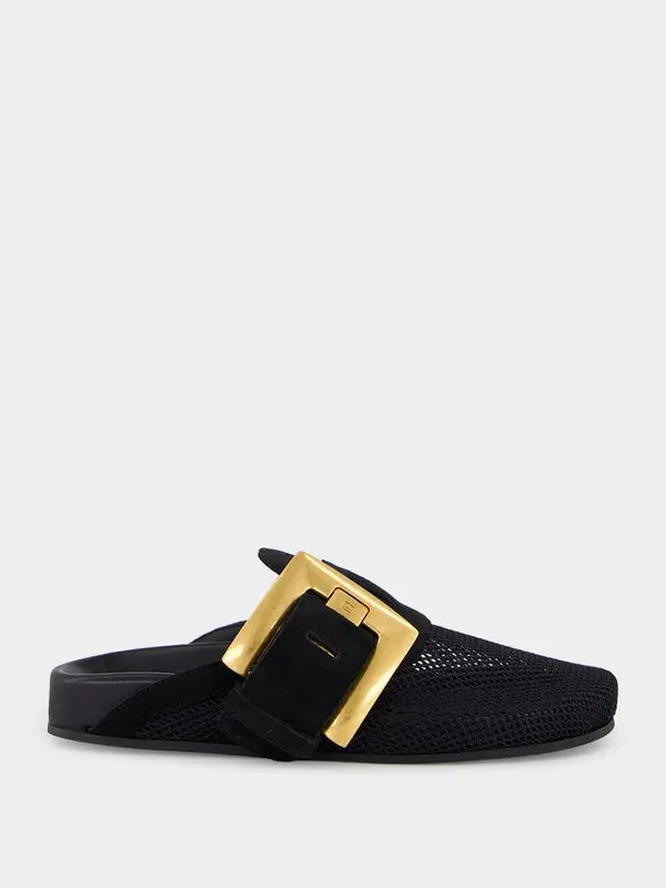 Balmain Anthem Flat Mule Sandals
