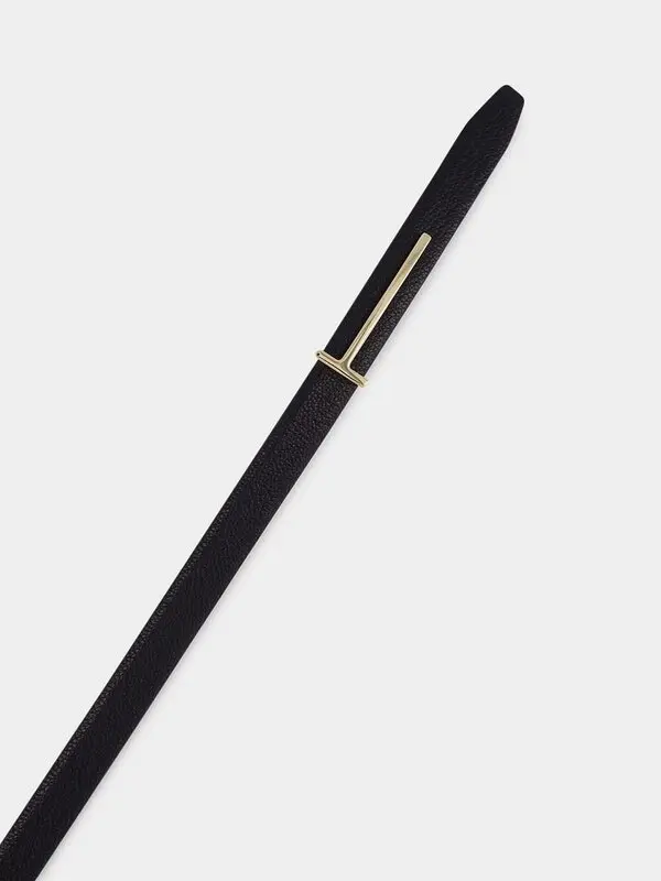 TOM FORD Supple Grain Leather Slim T Belt - Black