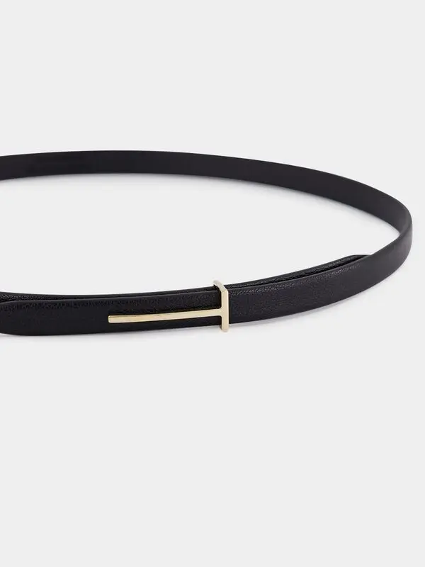 TOM FORD Supple Grain Leather Slim T Belt - Black