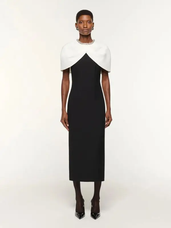 Roland Mouret Midi Dress With Crystal Shawl - Black