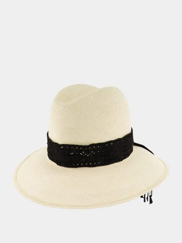 Borsalino Claudette Large Brim Panama Hat - Black