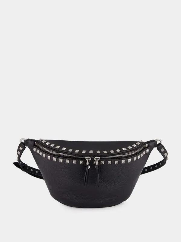 Valentino Garavani Rockstud Leather Belt Bag - Black