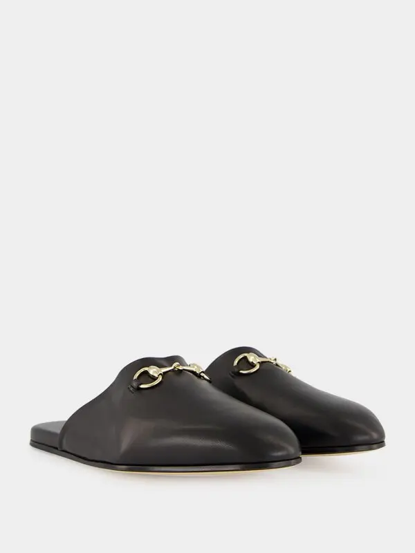 Gucci Leather Horsebit Mules - Black