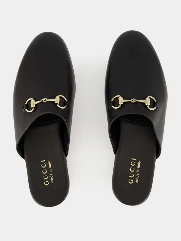 Gucci Leather Horsebit Mules - Black