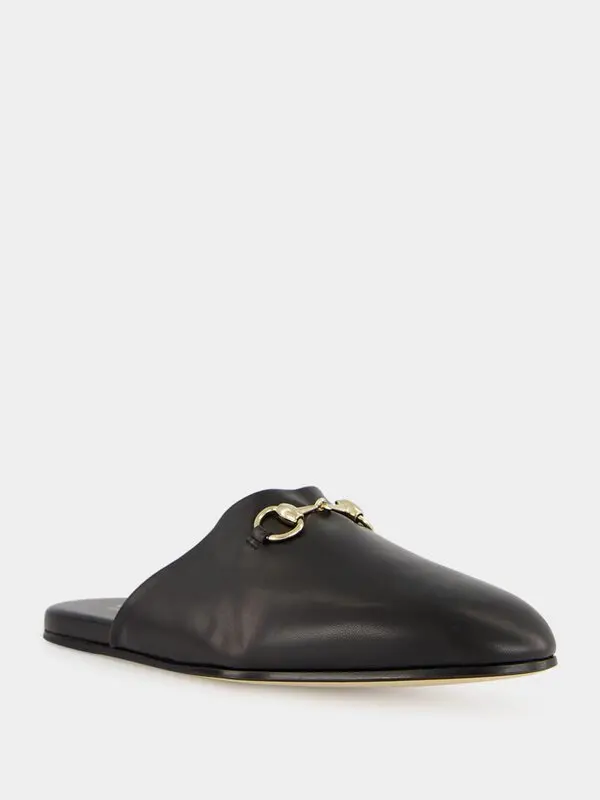 Gucci Leather Horsebit Mules - Black