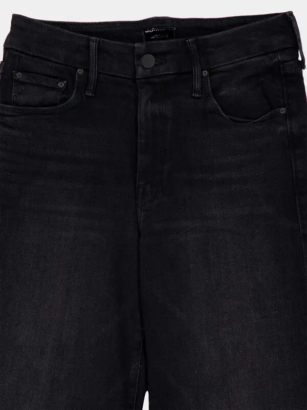 MOTHER Wide-leg Jeans In Spiked Hair Wash - Black