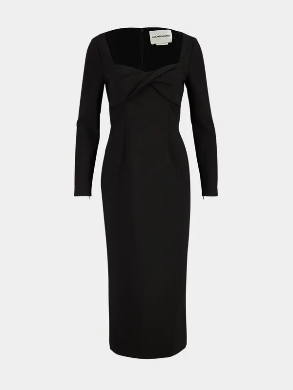 Roland Mouret Twist Drape Stretch Crepe Midi Dress