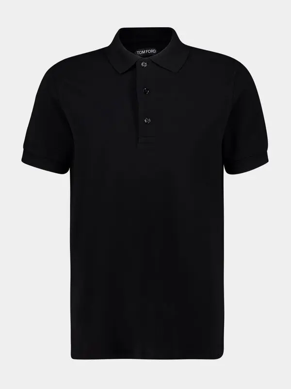 TOM FORD Regular Fit Short-sleeve Piqué Polo Shirt - Black