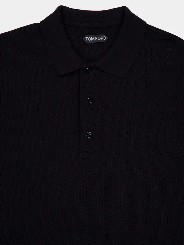 TOM FORD Regular Fit Short-sleeve Piqué Polo Shirt - Black