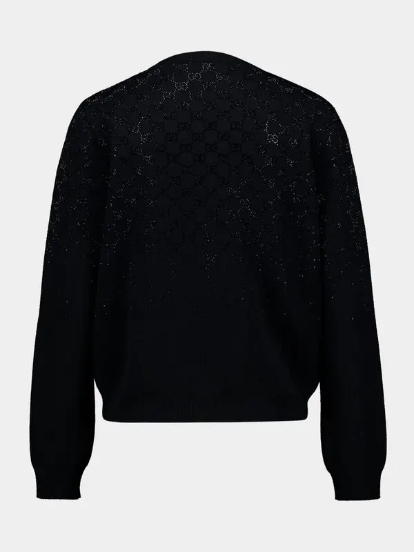 Gucci Wool Cardigan With Gg Crystals