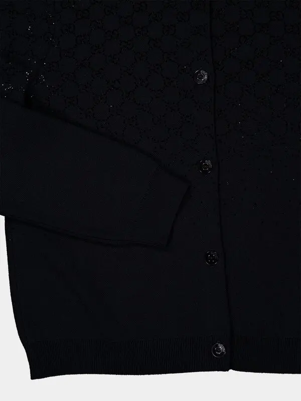 Gucci Wool Cardigan With Gg Crystals