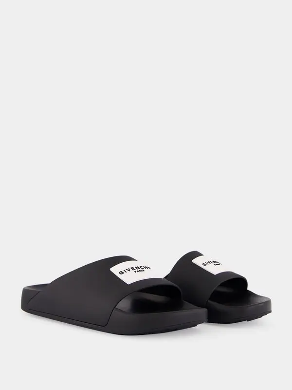 Givenchy Label Slide Flat Mules - Black