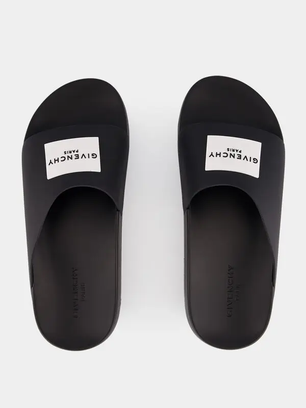 Givenchy Label Slide Flat Mules - Black