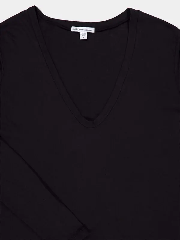 JAMES PERSE Long Sleeve Deep V-neck T-shirt