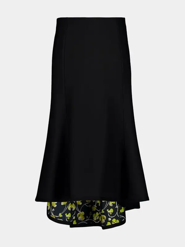 La DoubleJ Flared Midi Skirt - Black