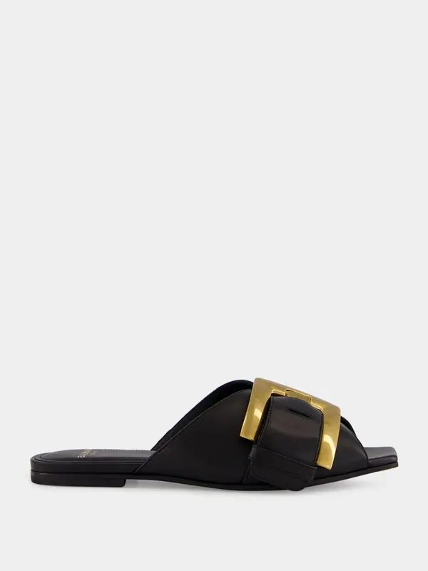 Balmain Anthem Flat Sandals - Black