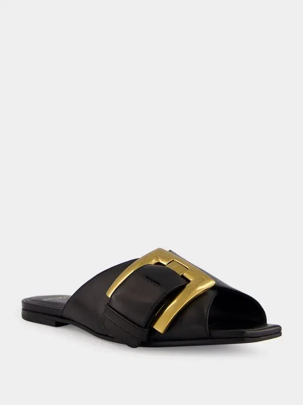 Balmain Anthem Flat Sandals - Black