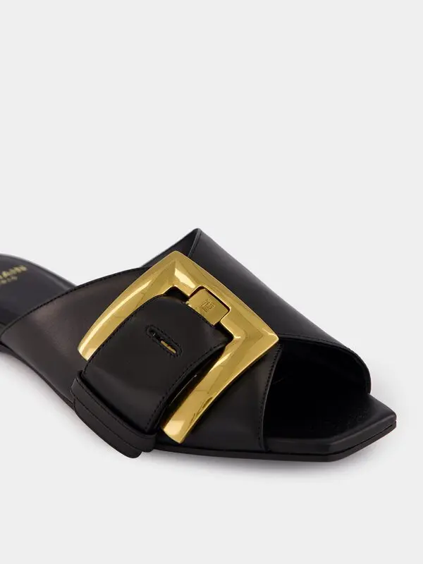 Balmain Anthem Flat Sandals - Black