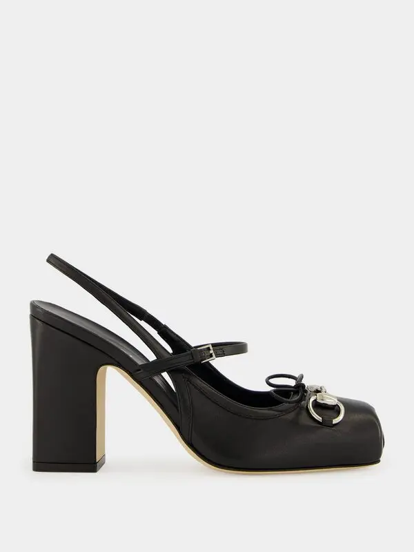 Gucci Horsebit Slingback Pumps - Black