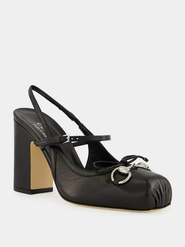 Gucci Horsebit Slingback Pumps - Black