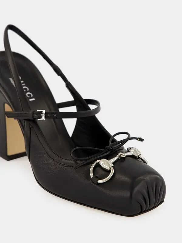 Gucci Horsebit Slingback Pumps - Black