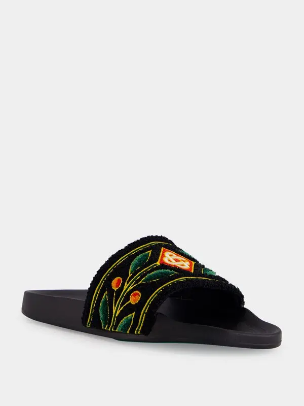 Casablanca Embroidered Terry Slides