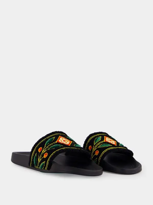 Casablanca Embroidered Terry Slides