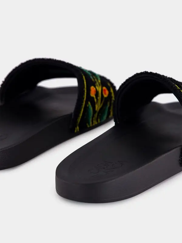 Casablanca Embroidered Terry Slides