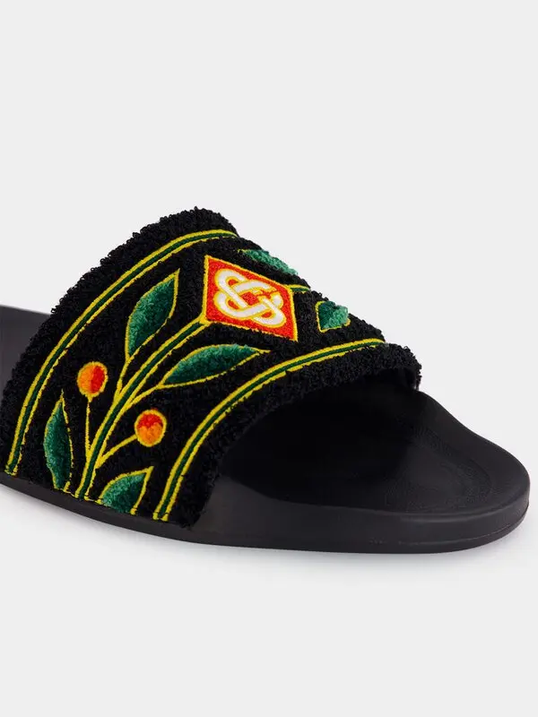 Casablanca Embroidered Terry Slides