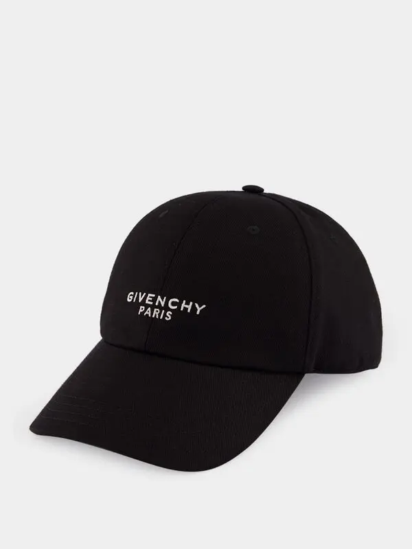 Givenchy Cotton Paris Embroidered Cap - Black