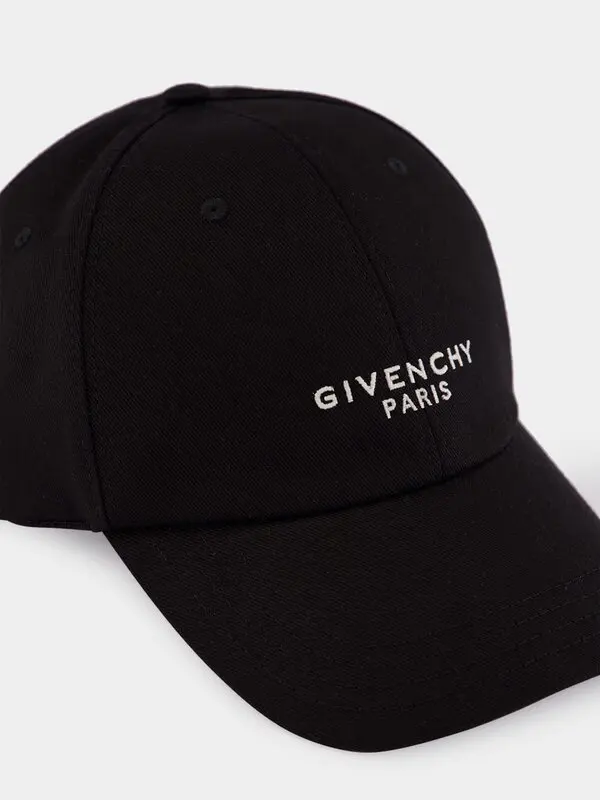 Givenchy Cotton Paris Embroidered Cap - Black