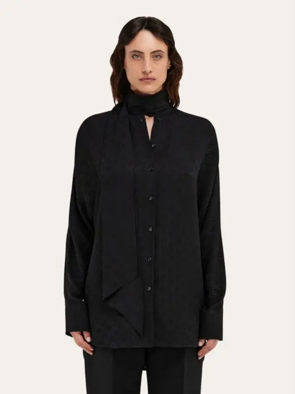 FERRAGAMO Silk Blouse With Sash Collar