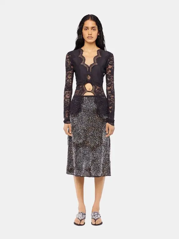 Rabanne Lace Long-sleeved Top - Black