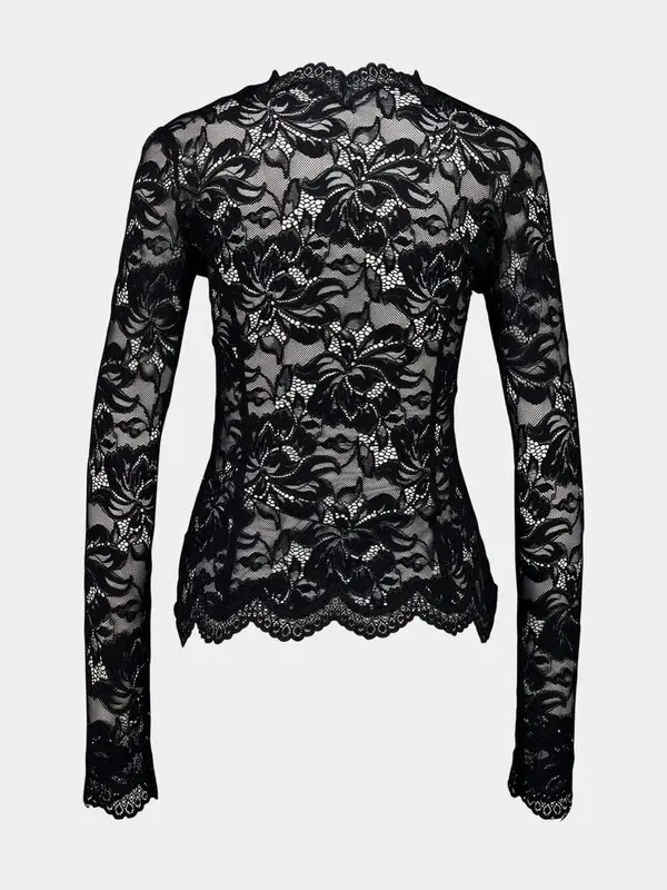 Rabanne Lace Long-sleeved Top - Black