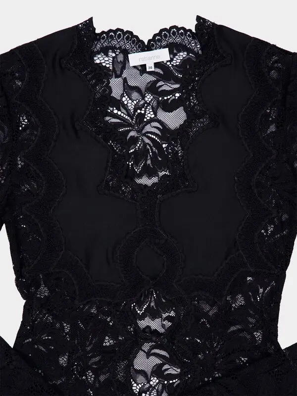 Rabanne Lace Long-sleeved Top - Black