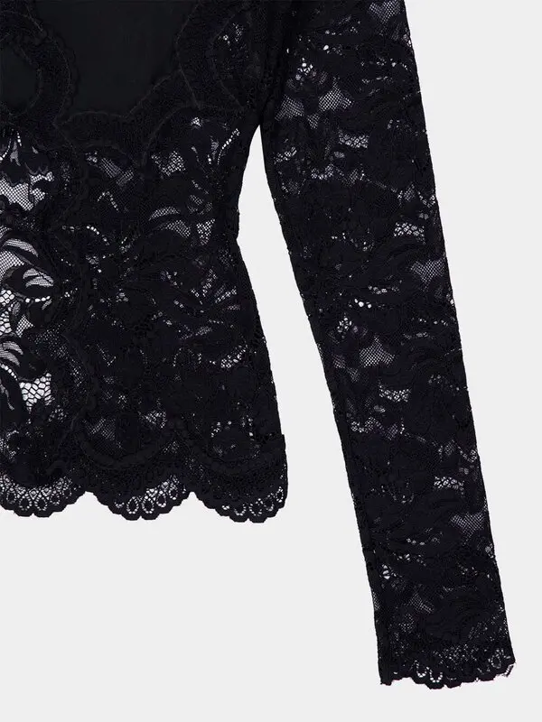Rabanne Lace Long-sleeved Top - Black