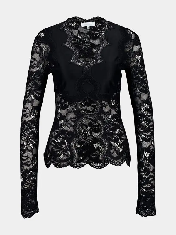 Rabanne Lace Long-sleeved Top - Black