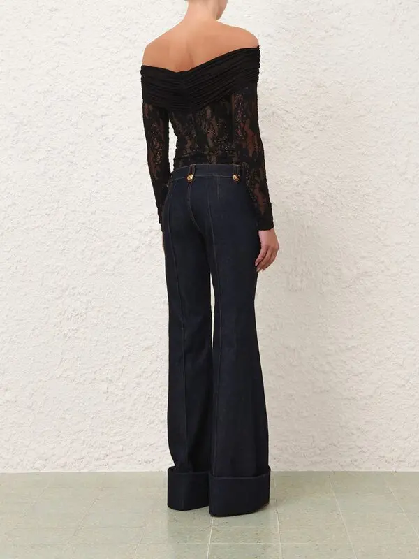 Zimmermann Rebellion Draped Lace Bodysuit - Black