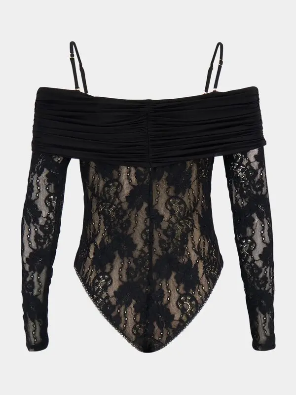 Zimmermann Rebellion Draped Lace Bodysuit - Black