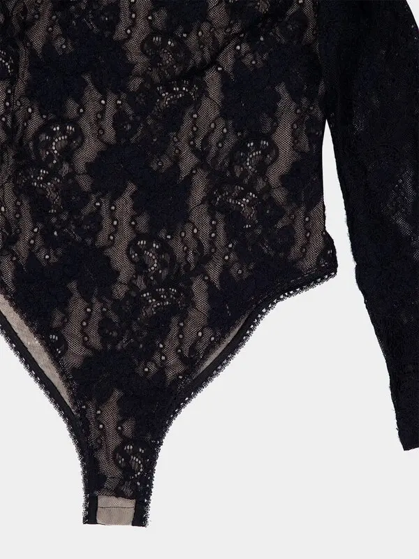 Zimmermann Rebellion Draped Lace Bodysuit - Black