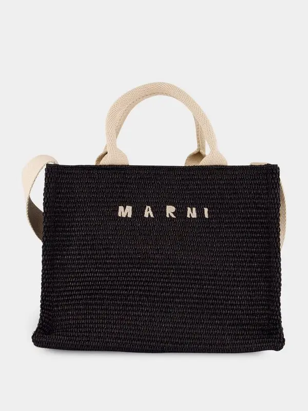 Marni Raffia-effect Small Tote - Black