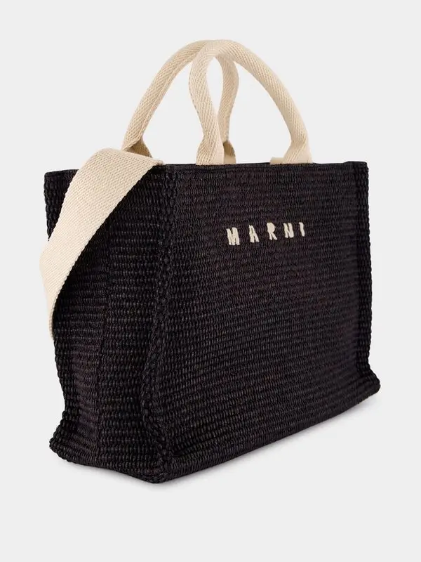 Marni Raffia-effect Small Tote - Black