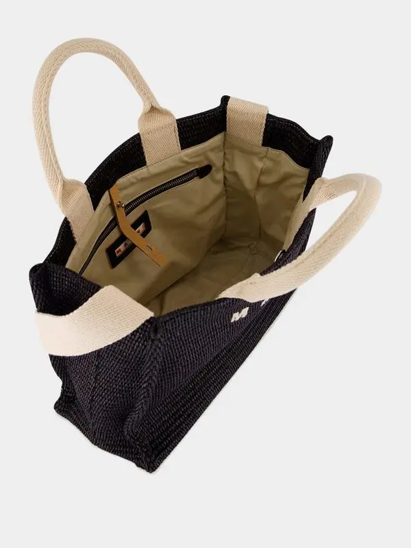 Marni Raffia-effect Small Tote - Black