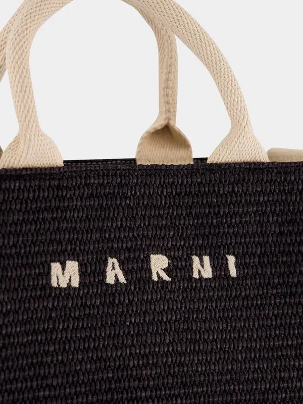 Marni Raffia-effect Small Tote - Black